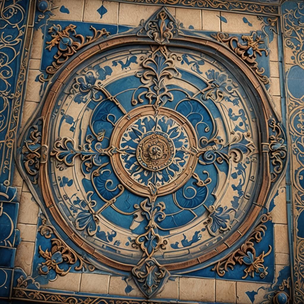An Azul game board, with azul tiles, portugese tiles - AI Generated ...