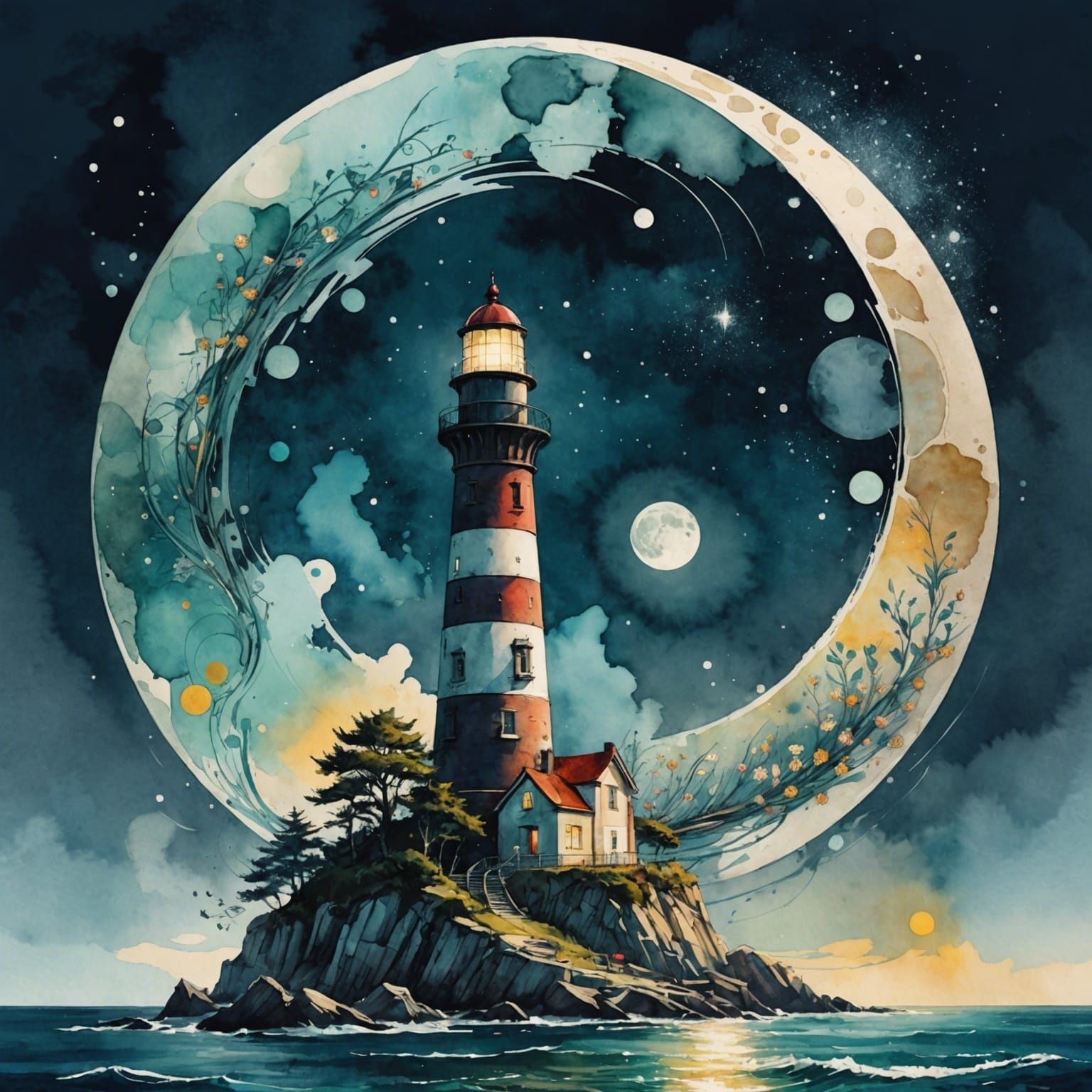 Moonscape Lighthouse - AI Generated Artwork - NightCafe Creator