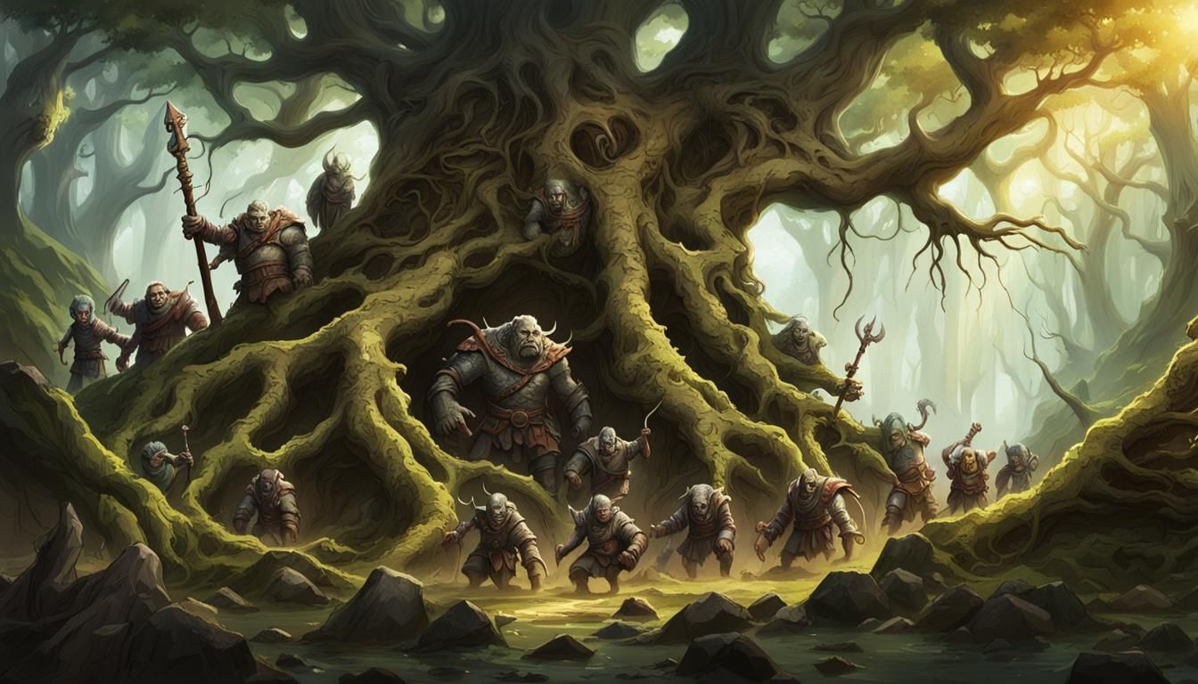 Evil orcs, goblins and trolls attack the trees - AI Generated Artwork ...