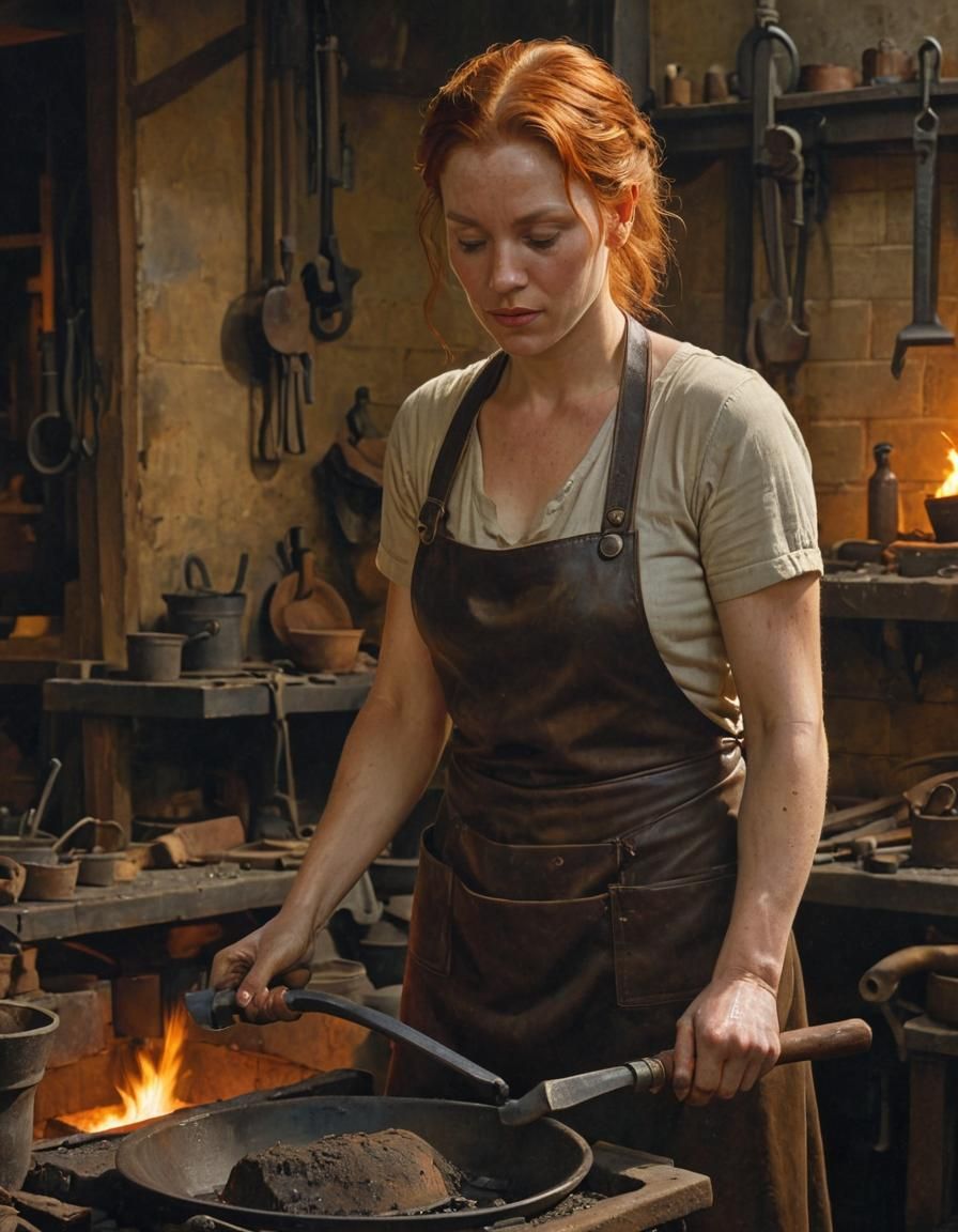 "Lady Blacksmith" Magazine - AI Generated Artwork - NightCafe Creator