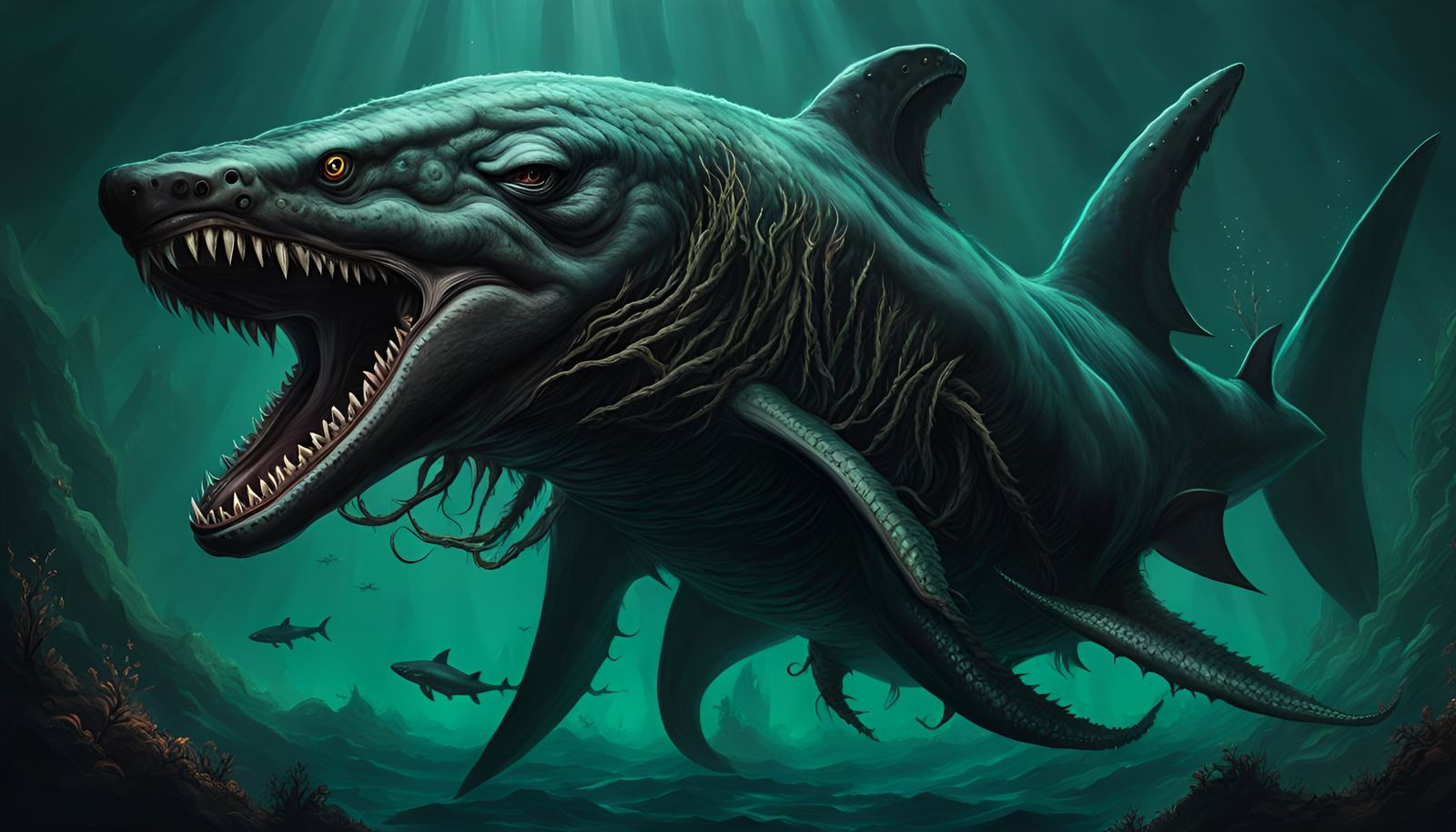 Lovecraftian Shark - AI Generated Artwork - NightCafe Creator