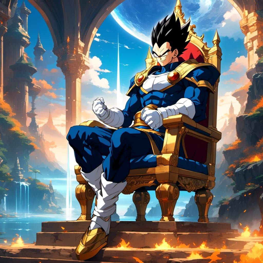 (Vegeta sitting on his throne) - AI Generated Artwork - NightCafe Creator