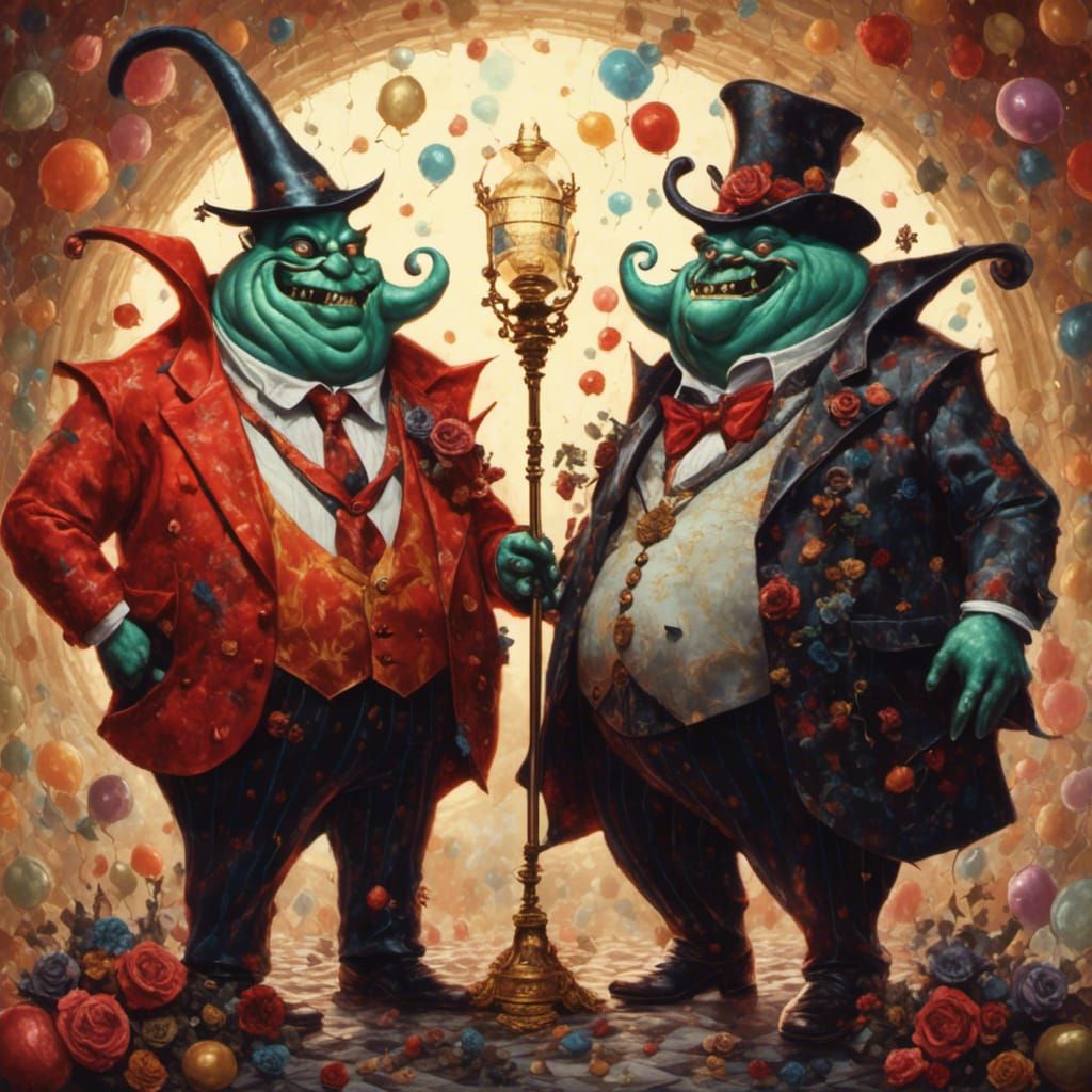 two fat villains - AI Generated Artwork - NightCafe Creator