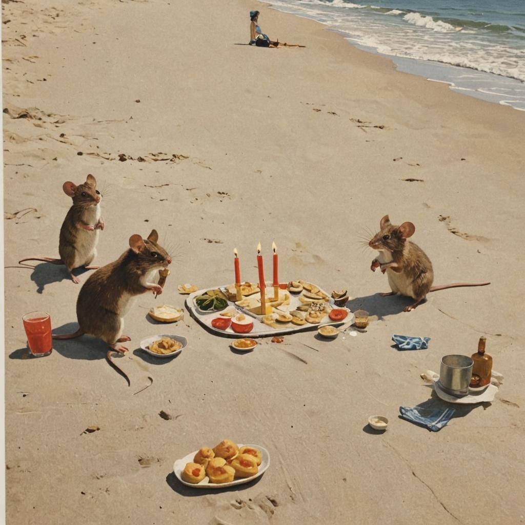 Soviet-Style Mouse Celebrates Hanukkah on the Beac... - AI Art