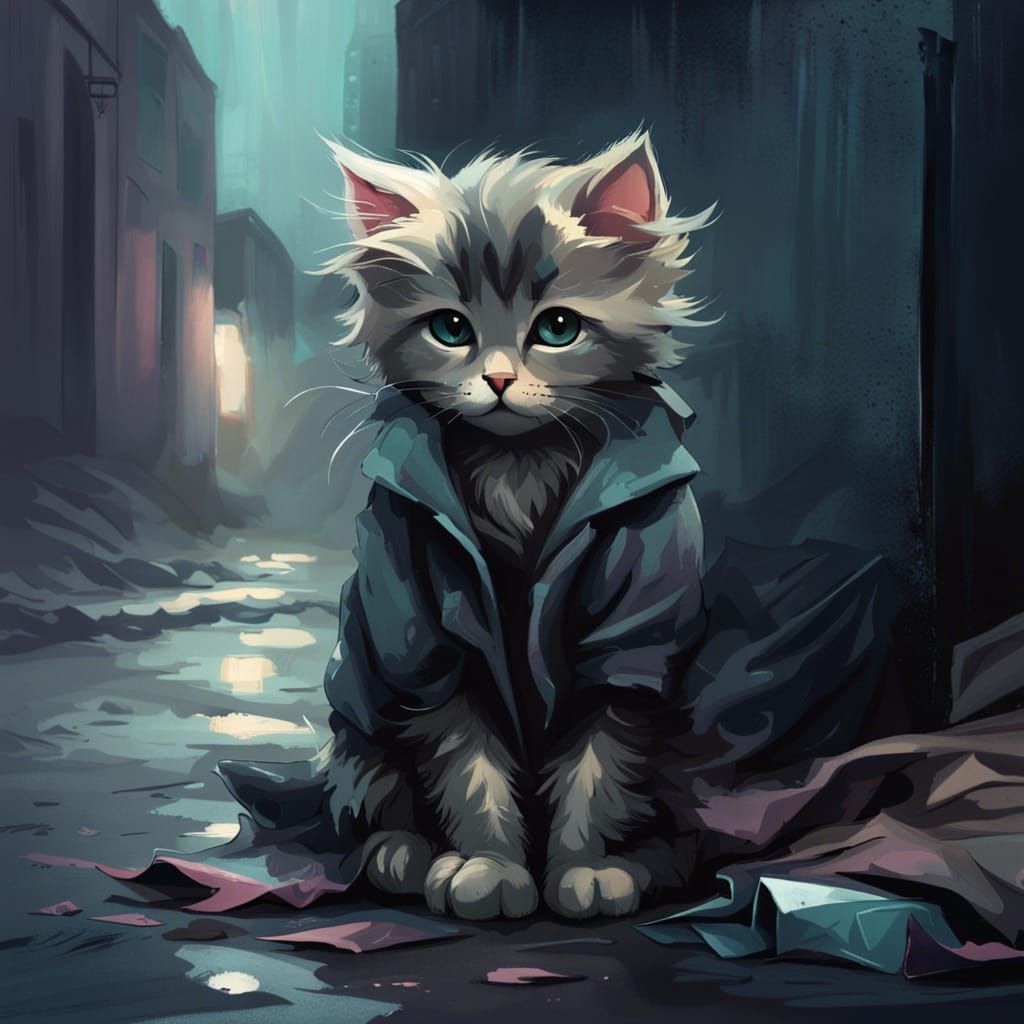 homeless kitty - AI Generated Artwork - NightCafe Creator