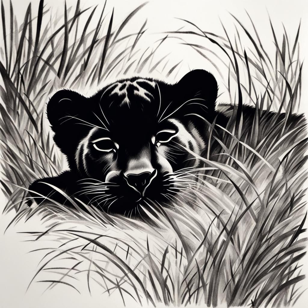 Panther, charcoal ink, Sdxl1 - AI Generated Artwork - NightCafe Creator