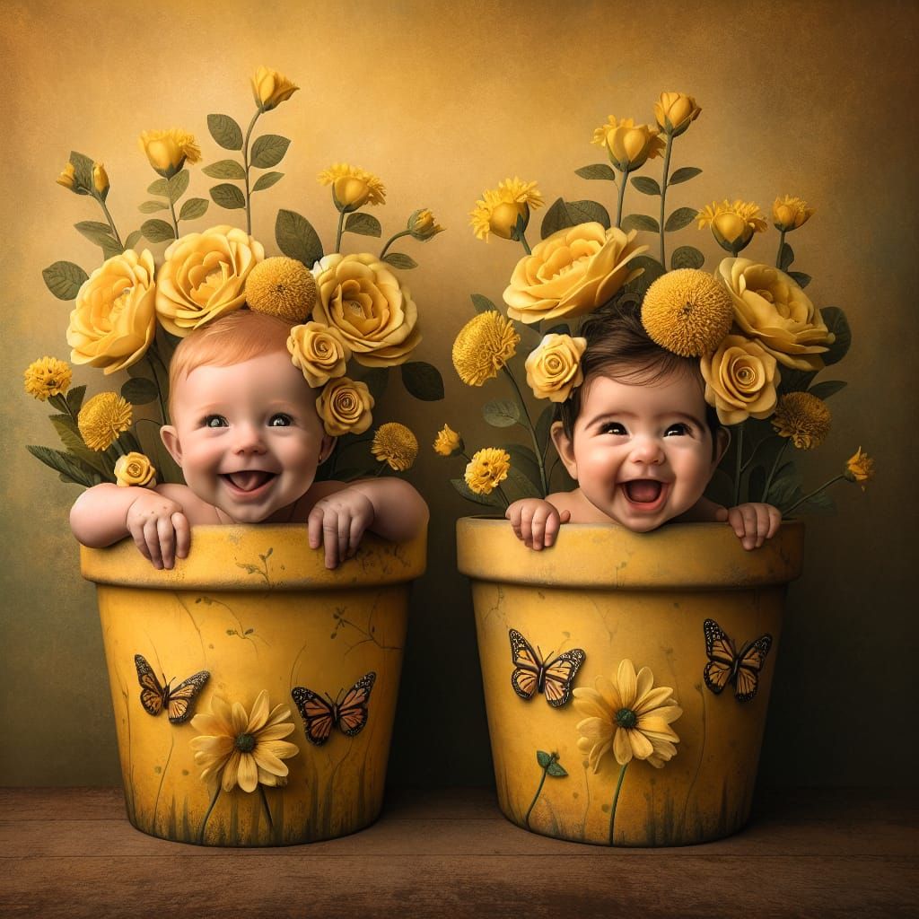 Flower pot babies - AI Generated Artwork - NightCafe Creator