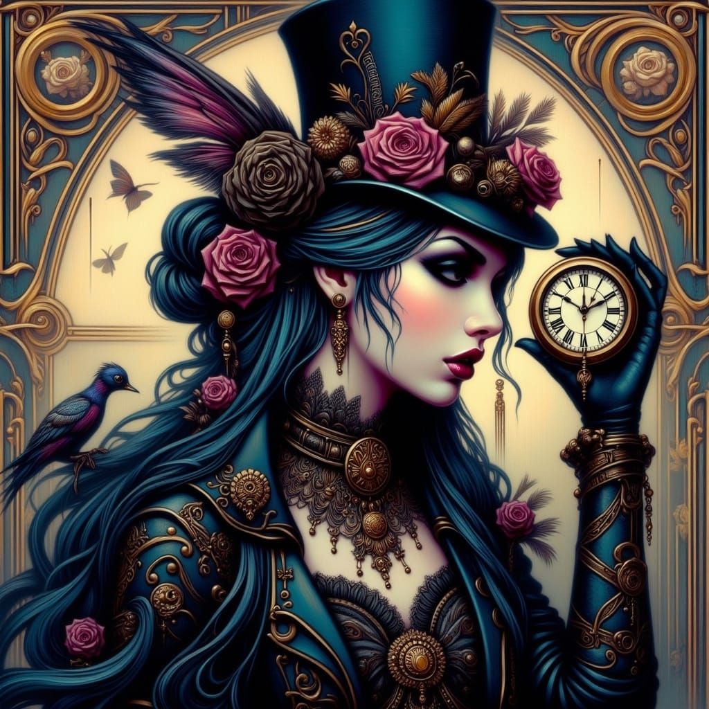The Lady in Blue - Steampunk Faerie Train Conductor in Forma...