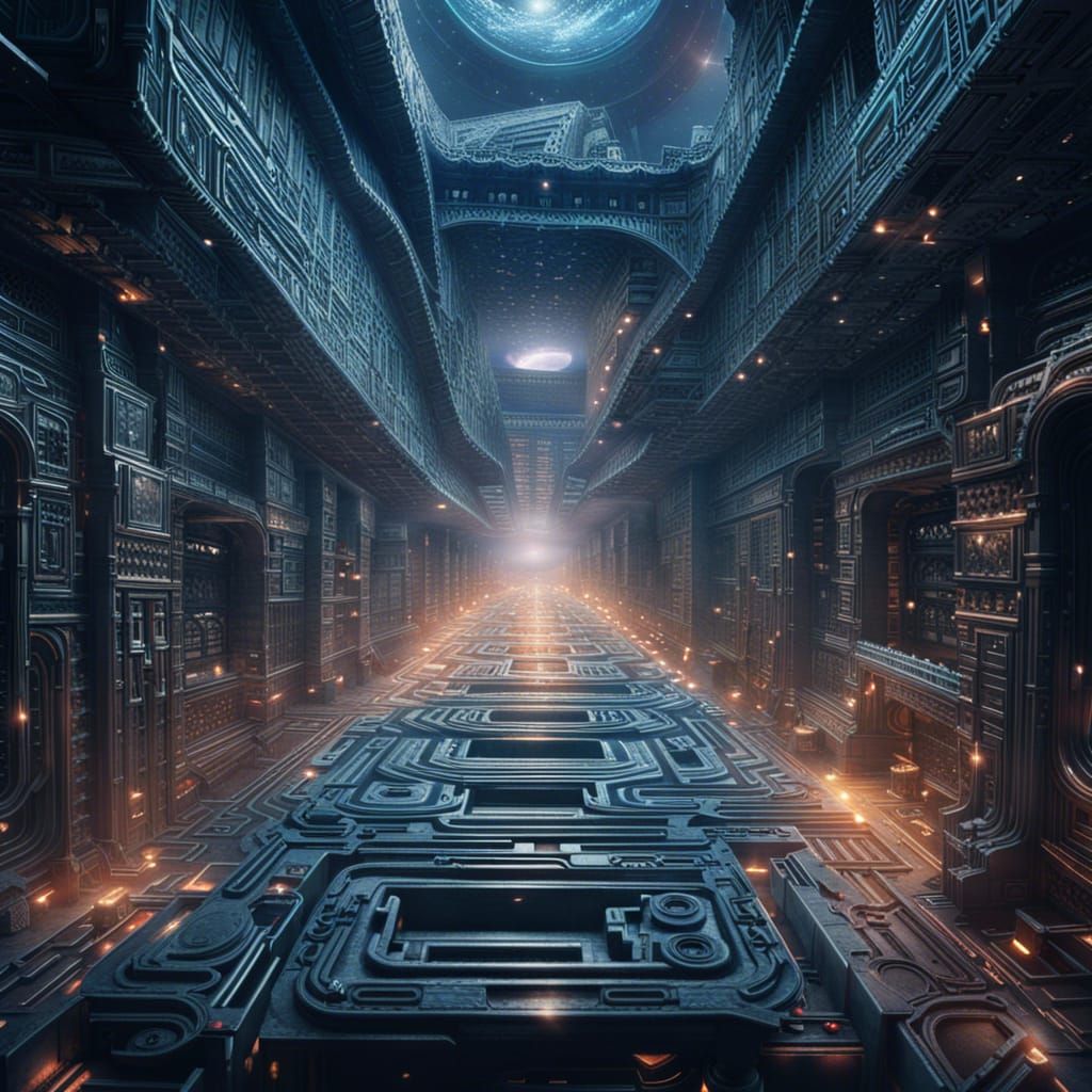 Alien ship corridor - AI Generated Artwork - NightCafe Creator