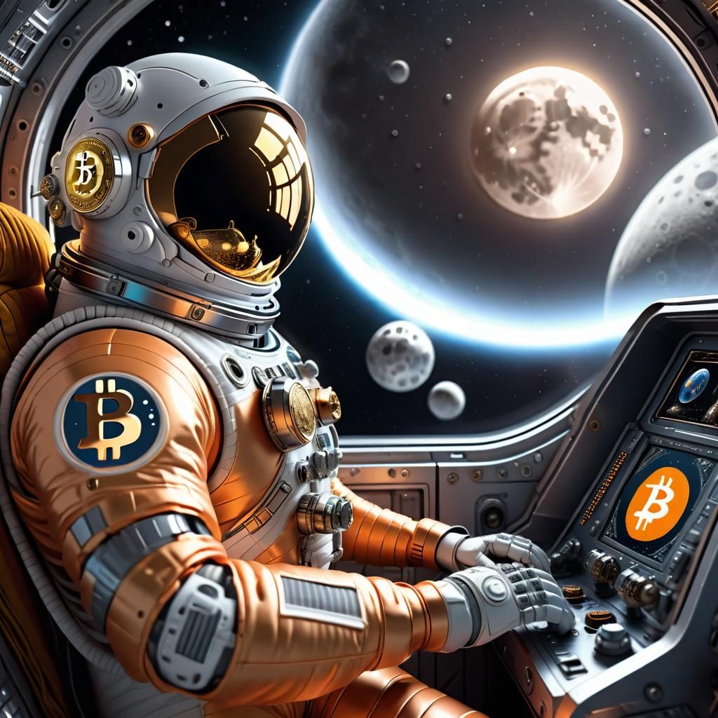 BITCOIN MOON ASTRONAUT - AI Generated Artwork - NightCafe Creator