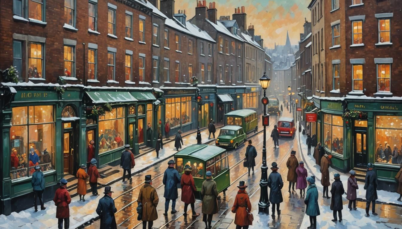 ''Looking Down on a Modern Georgian Christmas Street Scene. - AI ...