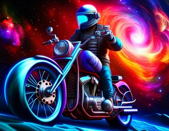 ultra modern futuristic cyberpunk pirate Harley Davidson space ...