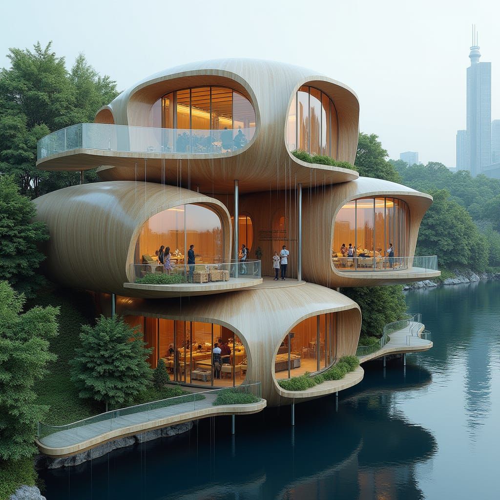 Futuristic Organic Cityscape with Transparent Plas... - AI Art