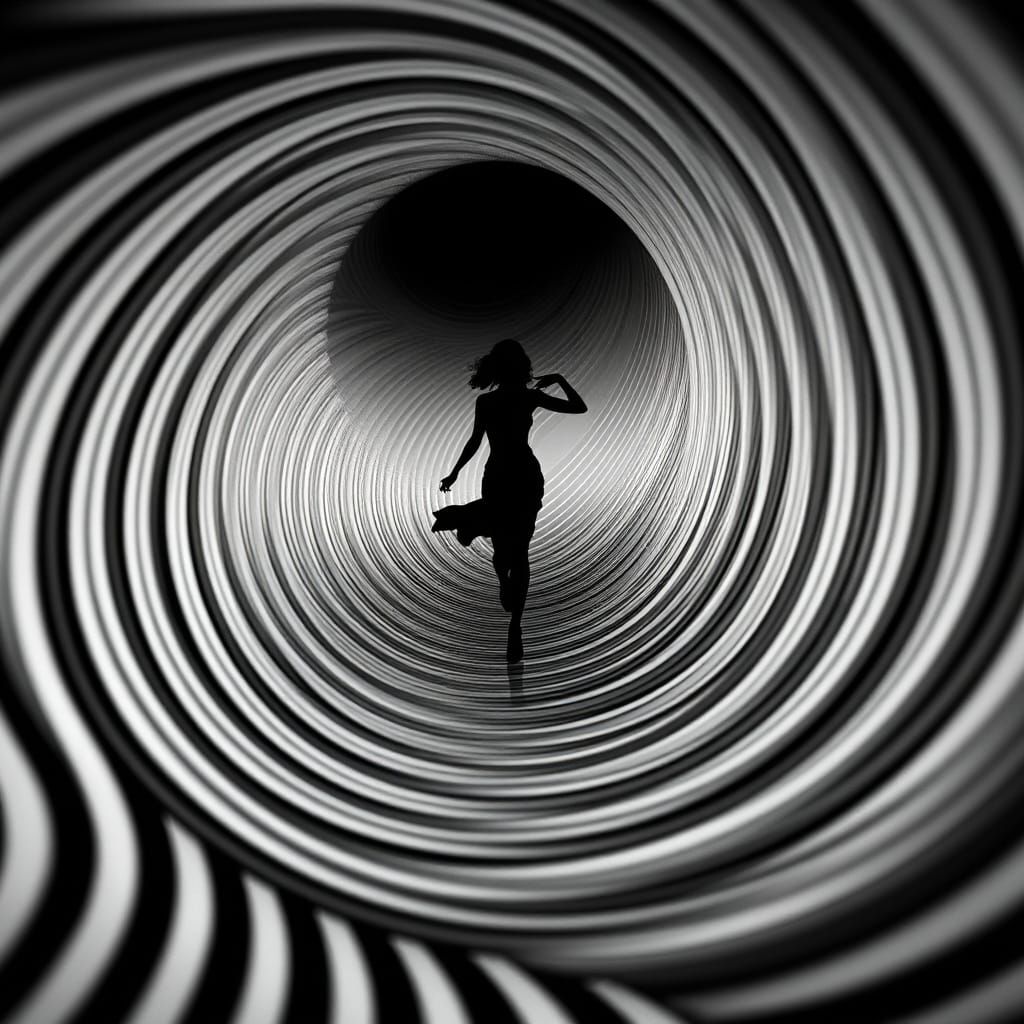 Surrealist Noir Vortex in Black and White - AI Art