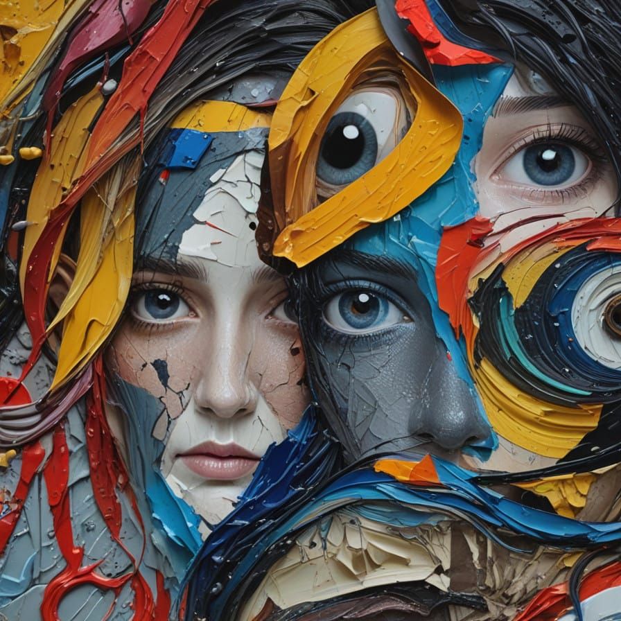 Surreal Anime-Inspired Faces Dissolve into Swirlin... - AI Art