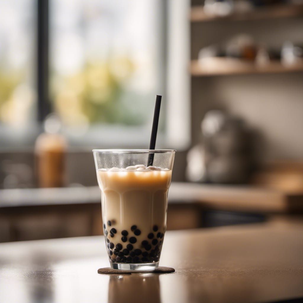 a stunning picture of a tall refreshing glass of Boba tea. awe ...