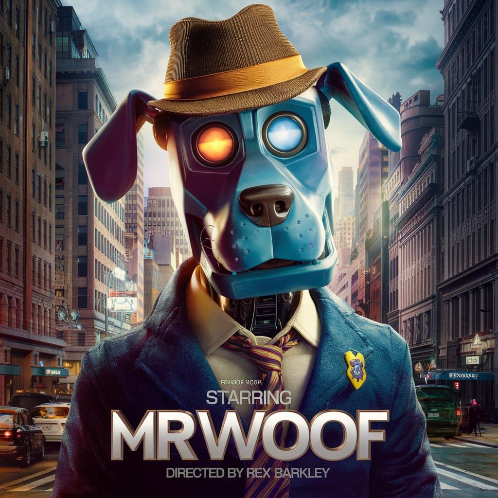 Robotic Dog Detective Movie Poster - AI Art