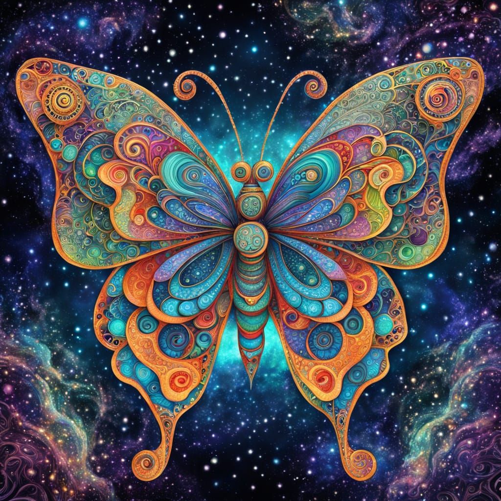 Alien butterfly - Ethereal Cosmic Butterfly in Deep Space