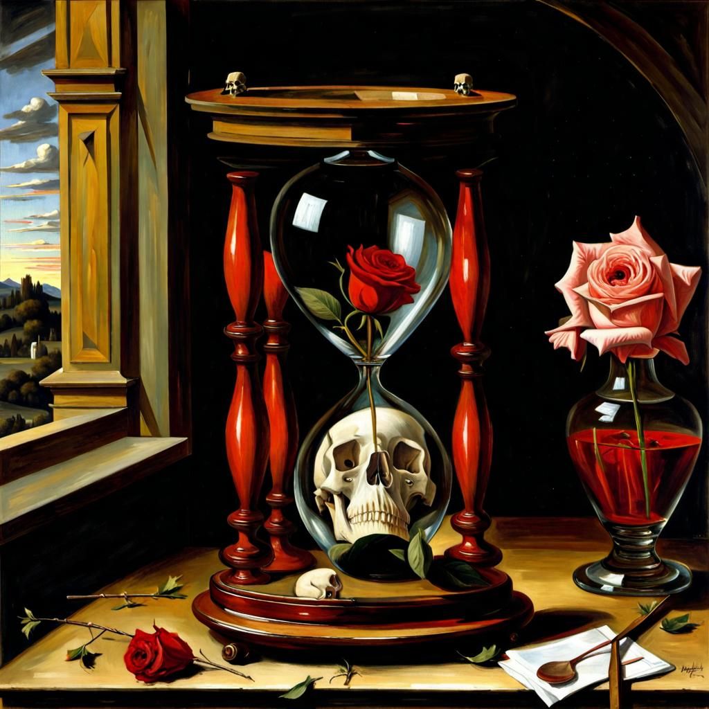 Hourglass of Life and Death, Vanitas - AI Generated Artwork - NightCafe ...