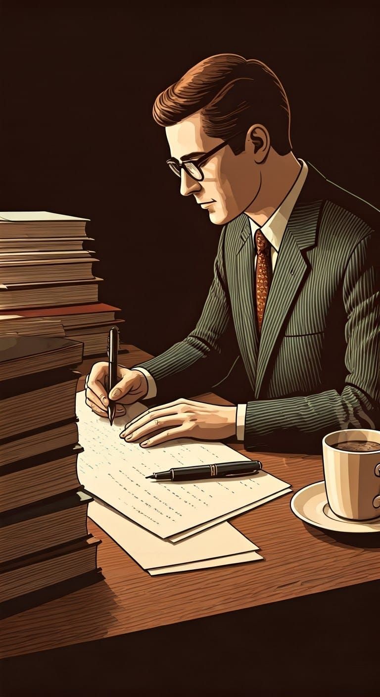 A Proofreader's Haven in a Cozy Library - AI Art