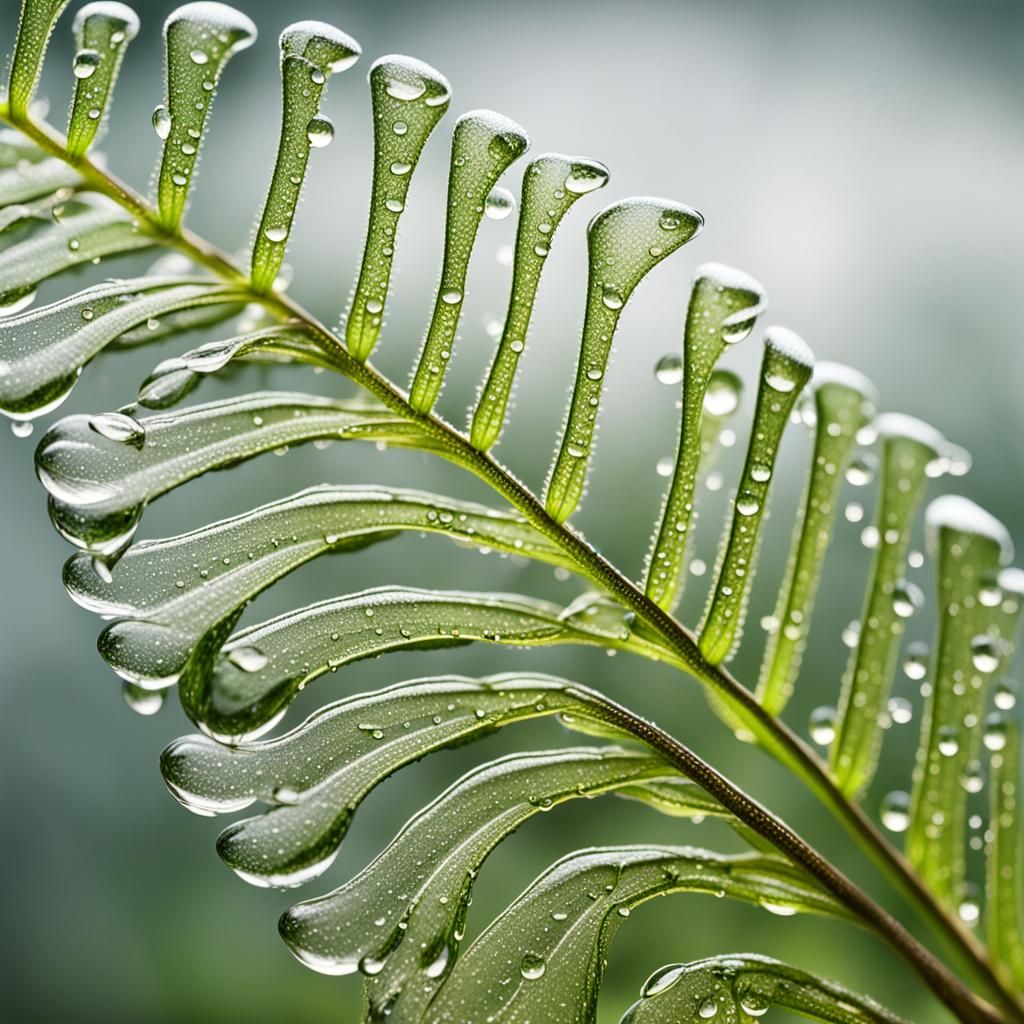 macro image of a glass fern frond curved in the golden ratio ...