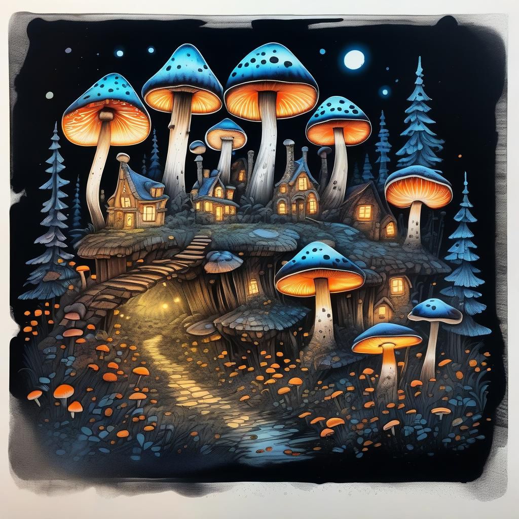 Mushroom Village - AI Generated Artwork - NightCafe Creator