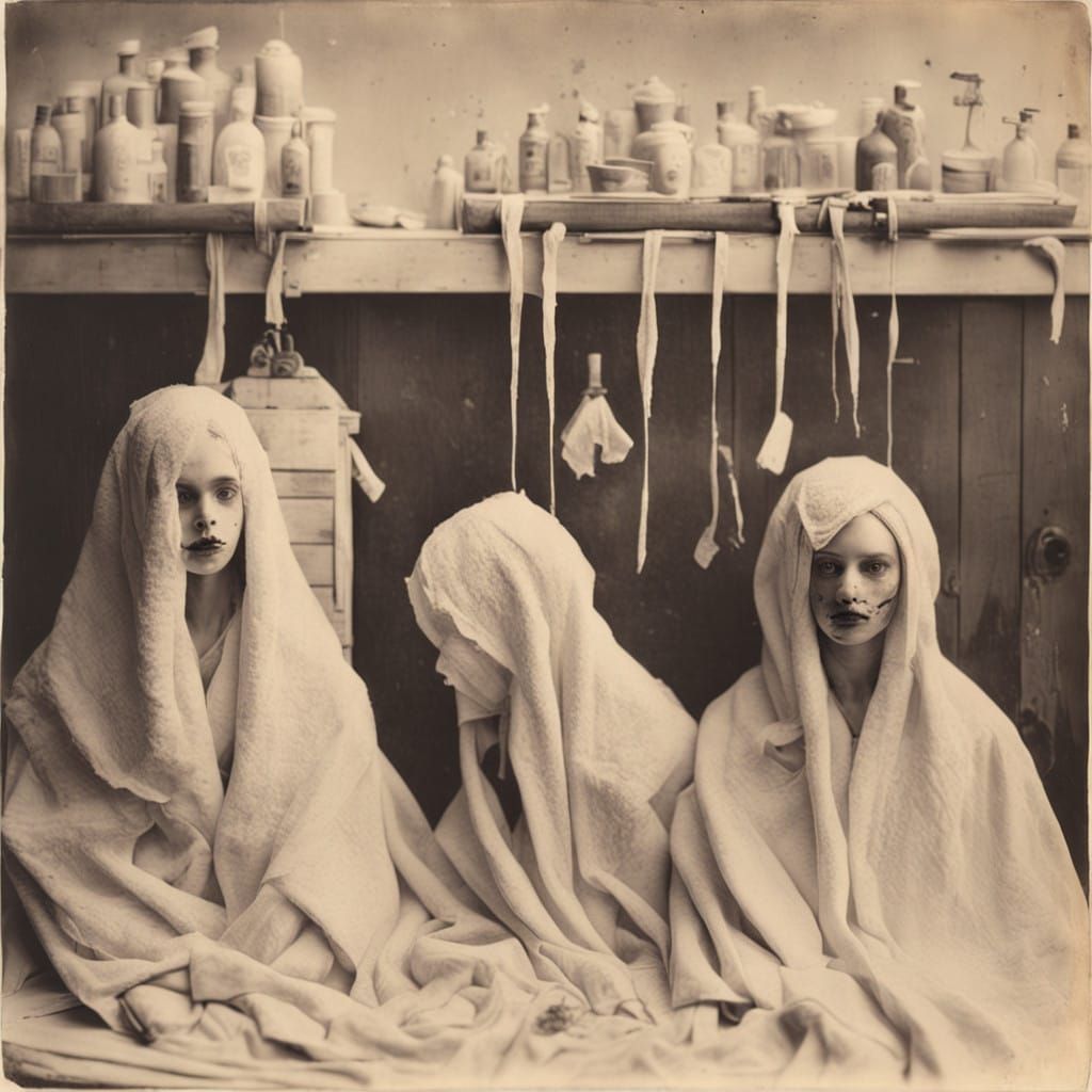 spa day - Surreal Spa Day Scene in Intricately Detailed Vint...