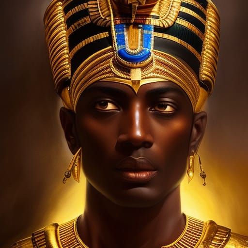 close up male african ancient egyptian pharaoh in africa:: dark skin ...