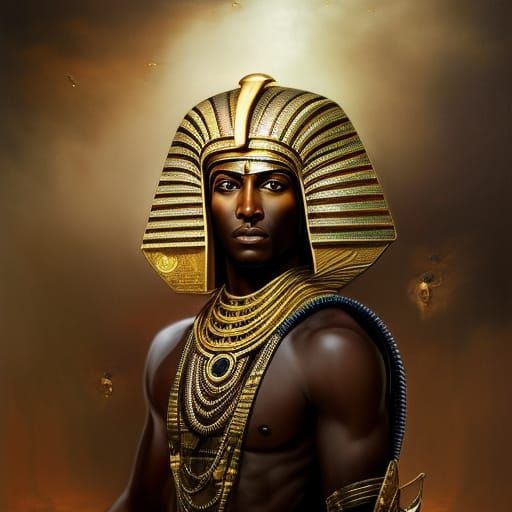 close up male african ancient egyptian pharaoh in africa:: dark skin ...