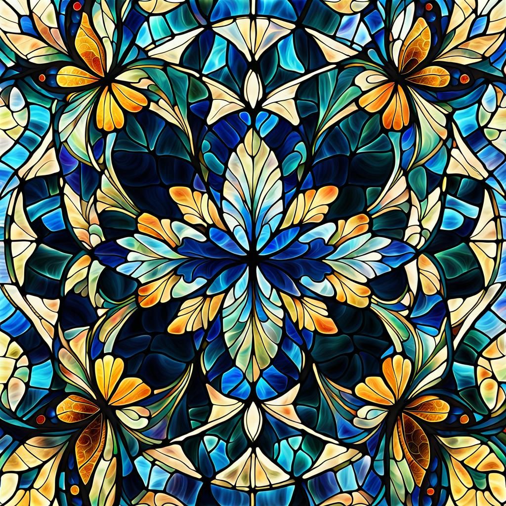 Stained Glass Garden of Symmetry - AI Generated Artwork - NightCafe Creator