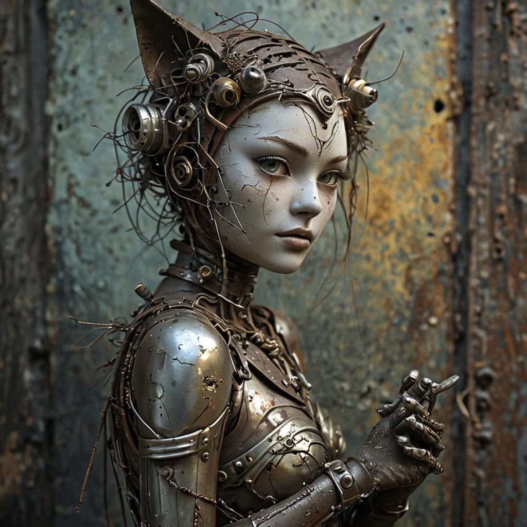 Cyborg Cat Girls - 1b - AI Generated Artwork - NightCafe Creator
