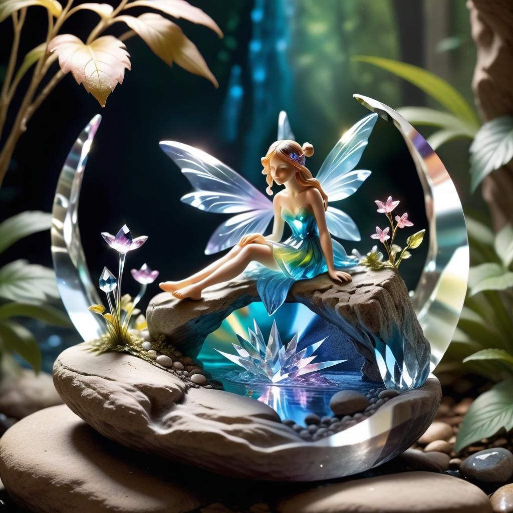 Fairy Resting - Crystal - AI Generated Artwork - NightCafe Creator