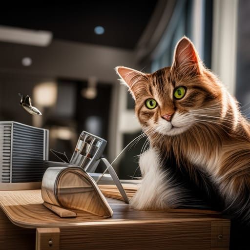 cats working in office - AI Generated Artwork - NightCafe Creator