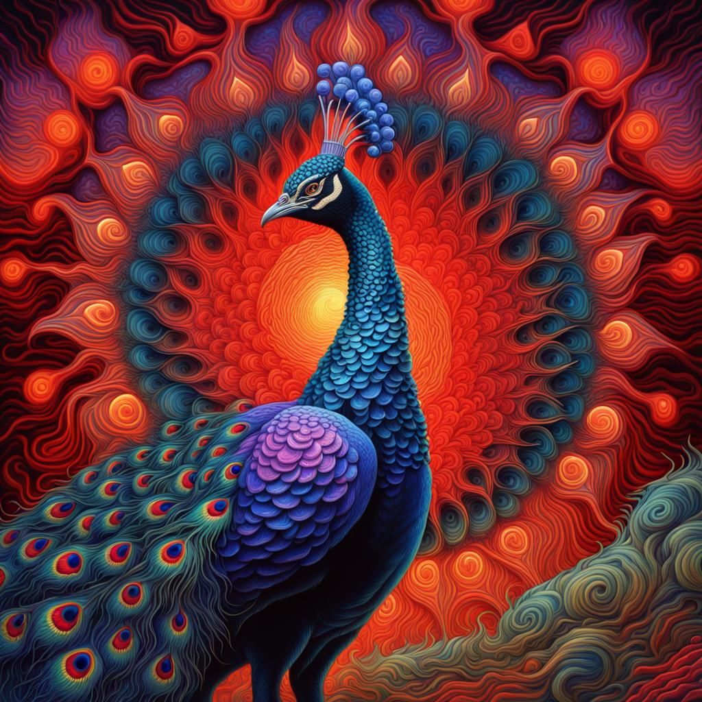 Psychedelic Peacock - AI Generated Artwork - NightCafe Creator