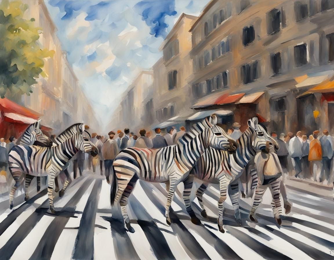 zebra-crossing in a crowded street - AI Generated Artwork - NightCafe ...