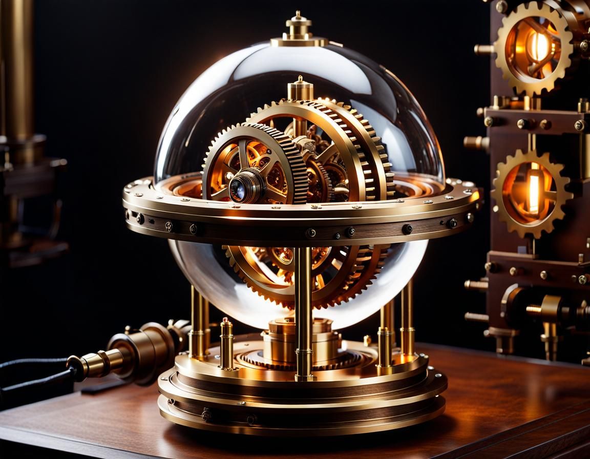 Steampunk-inspired mechanical orb - AI Generated Artwork - NightCafe Creator