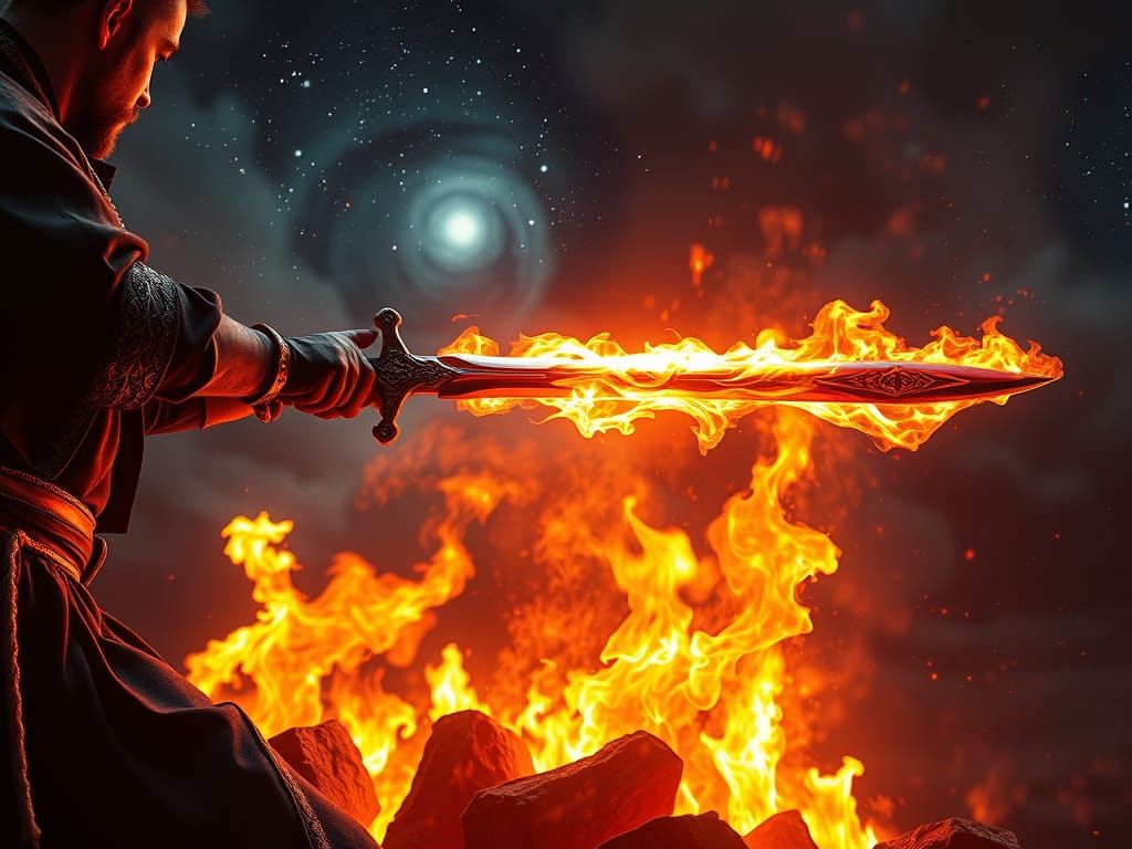 A magic sword forged in fire. - A magic sword forged in fire...