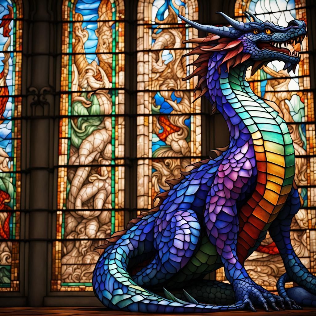 Stained glass dragon in a church - AI Generated Artwork - NightCafe Creator