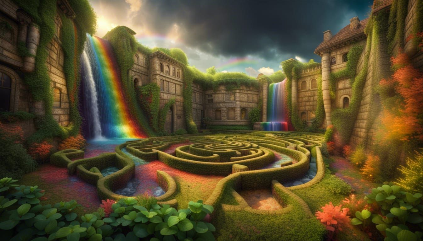 Rainbow Maze - AI Generated Artwork - NightCafe Creator