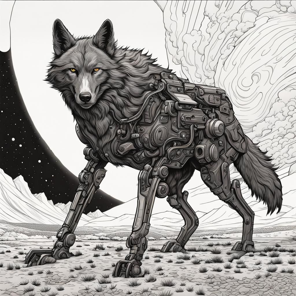 Mechanical Wolf - AI Generated Artwork - NightCafe Creator