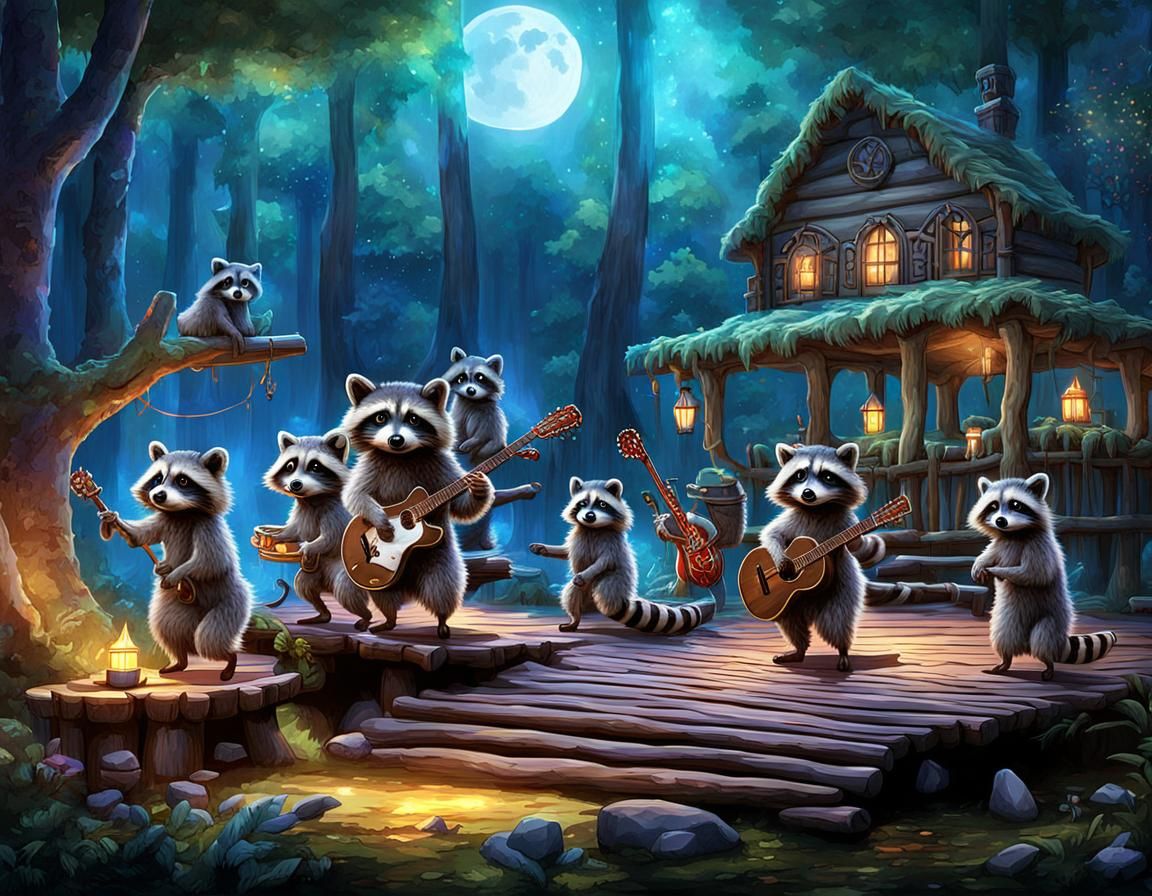 Raccoon Band - AI Generated Artwork - NightCafe Creator