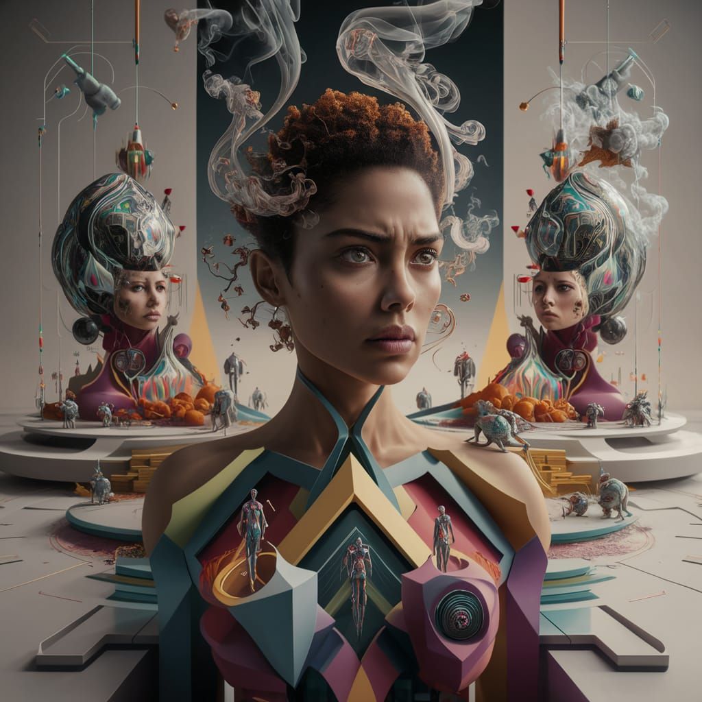 A captivating abstract art piece by Herbert Bayer, detailed 3D ...