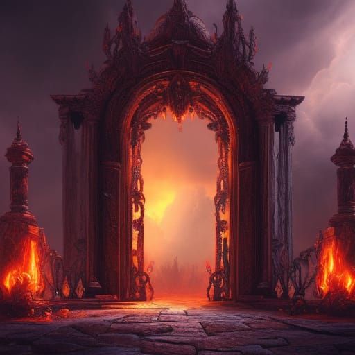 The entrance to Hell, Epic cinematic brilliant stunning intricate ...
