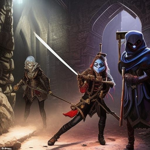 Sneak attack on a cultist guard in a dungeon - AI Generated Artwork ...