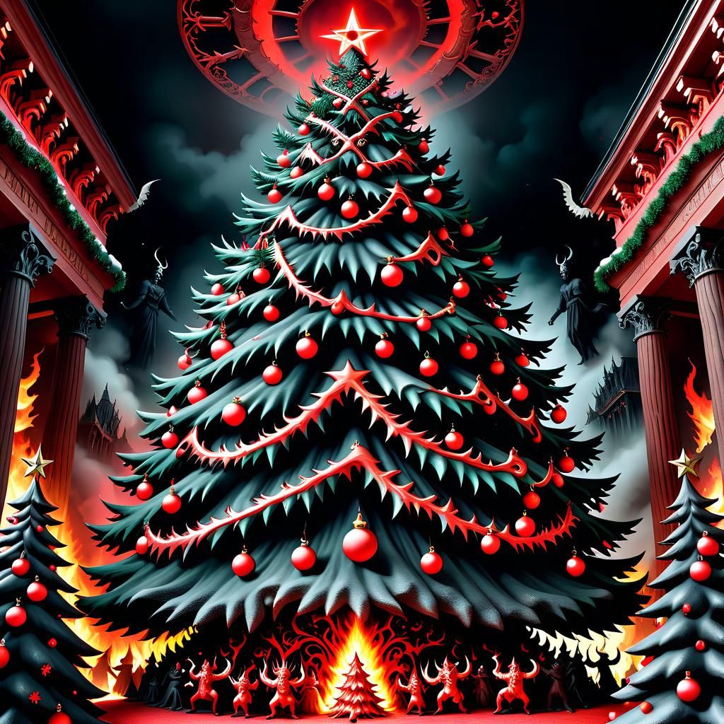 Christmas Tree in Hell - AI Generated Artwork - NightCafe Creator