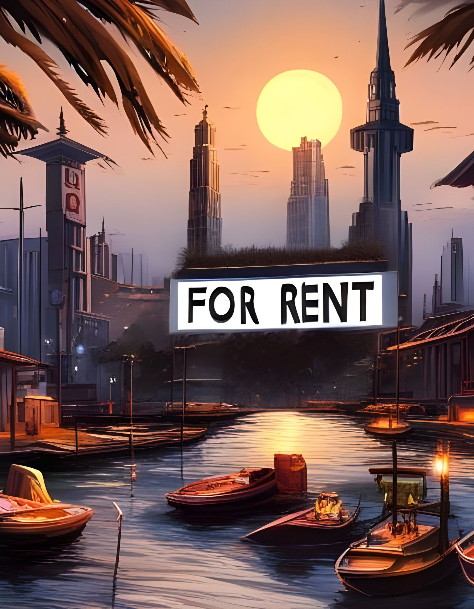 Billboard "For Rent" waterfront advertising - AI Generated Artwork ...