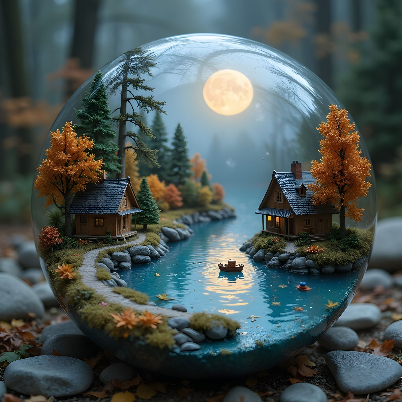 Orb - Magical Mirror Ball Landscape at Full Moon