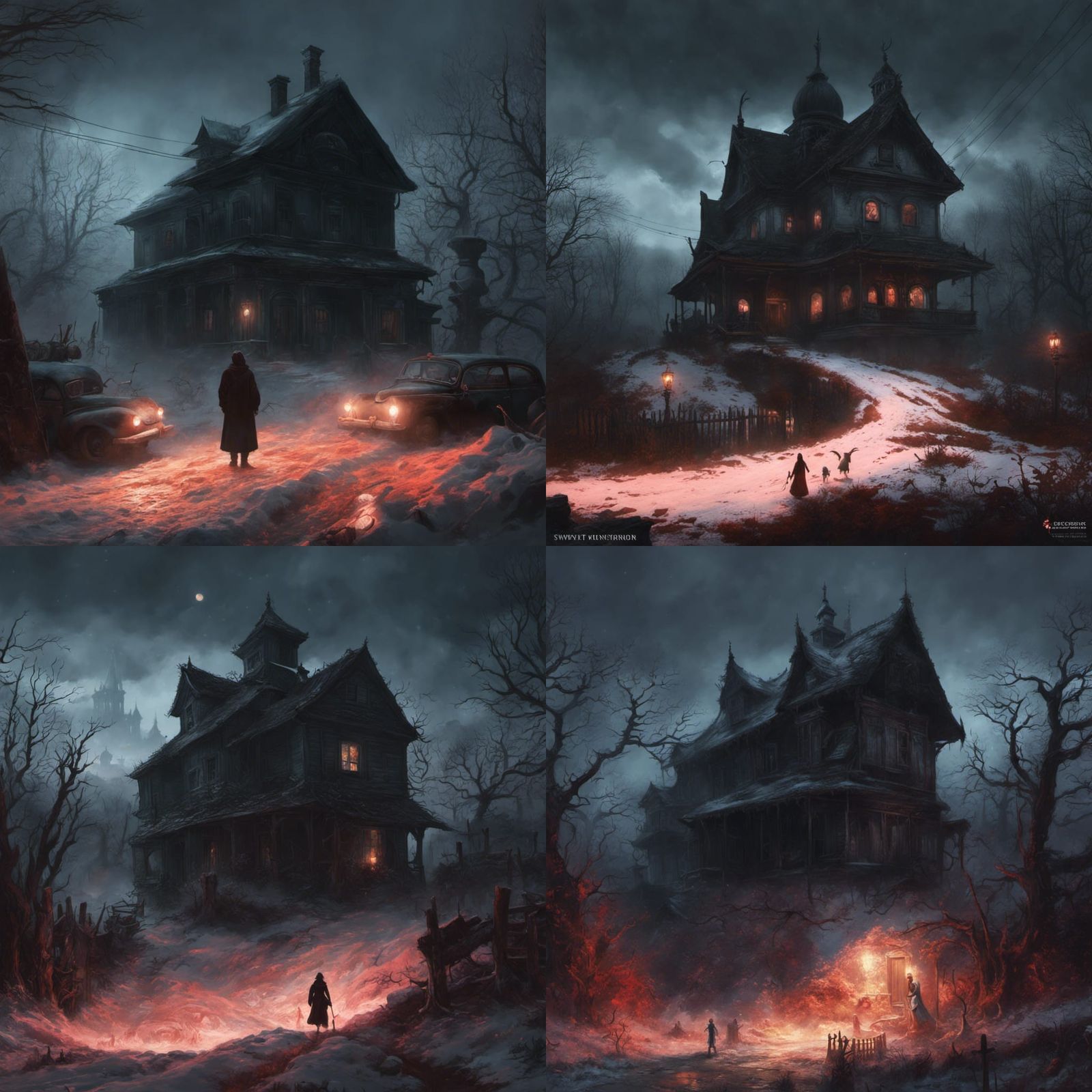 Horrifying, creepy village, Insanely detailed photograph, intricate ...