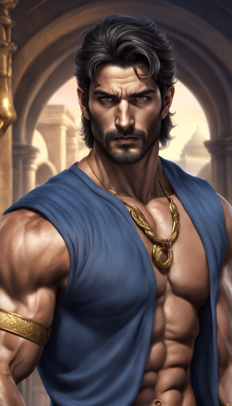 Majestic Persian Genie in Photorealistic 3/4 View - AI Art