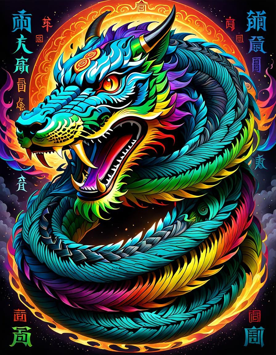 hyper detailed masterpiece, mythical flamboyant radiation chinese ...